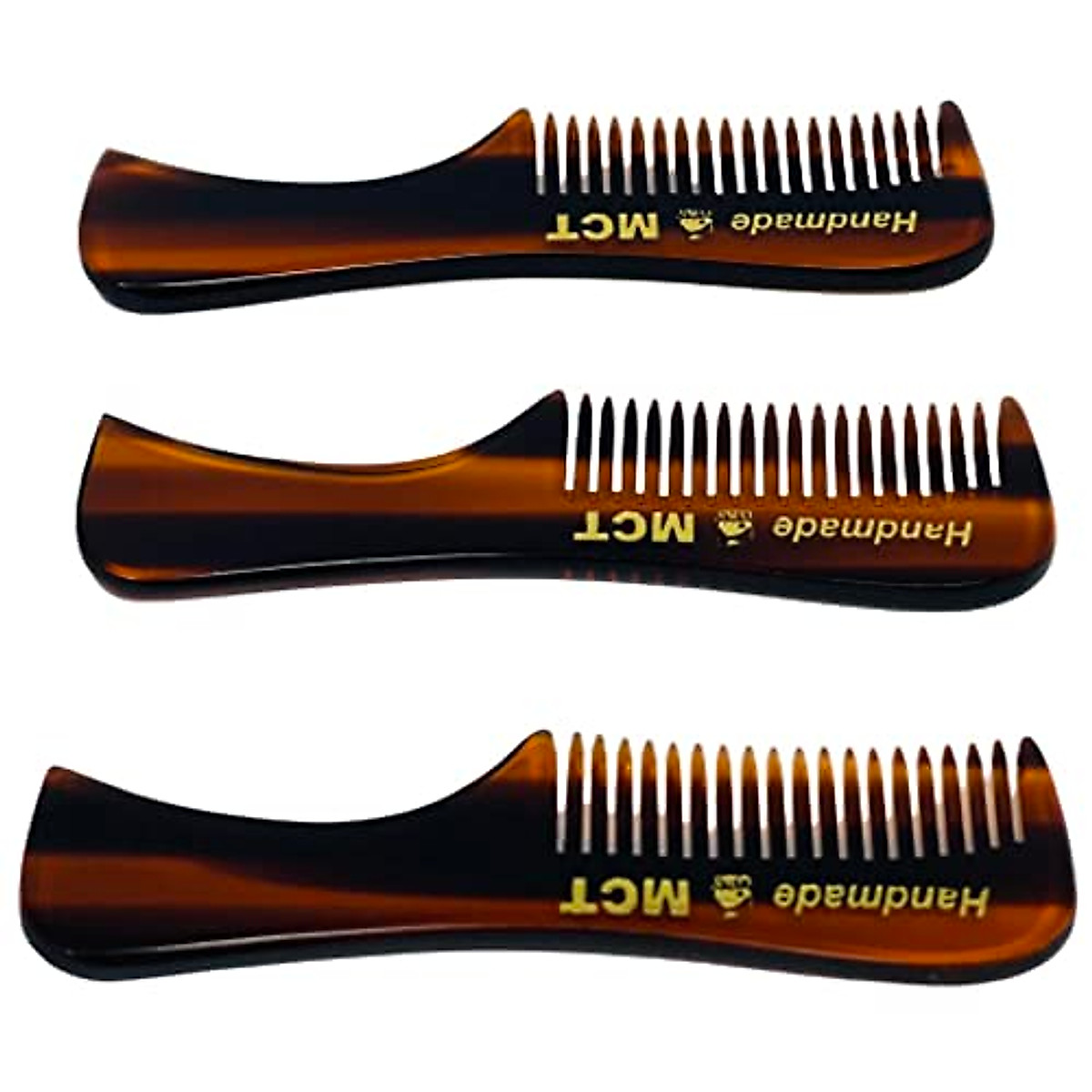 G.B.S Handmade 3in Pocket Comb for Beard and Mustache Styling, MCT, Pack of 3 Mustache Comb Pack