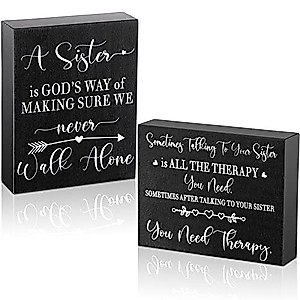 2 Pieces Sister Birthday Gifts from Sister Gift for Sister Funny Sister Gifts Sometimes Talking to Your Sister Is All The Therapy You Need Wood Sign Sister Birthday Gift Modern Farmhouse Decor
