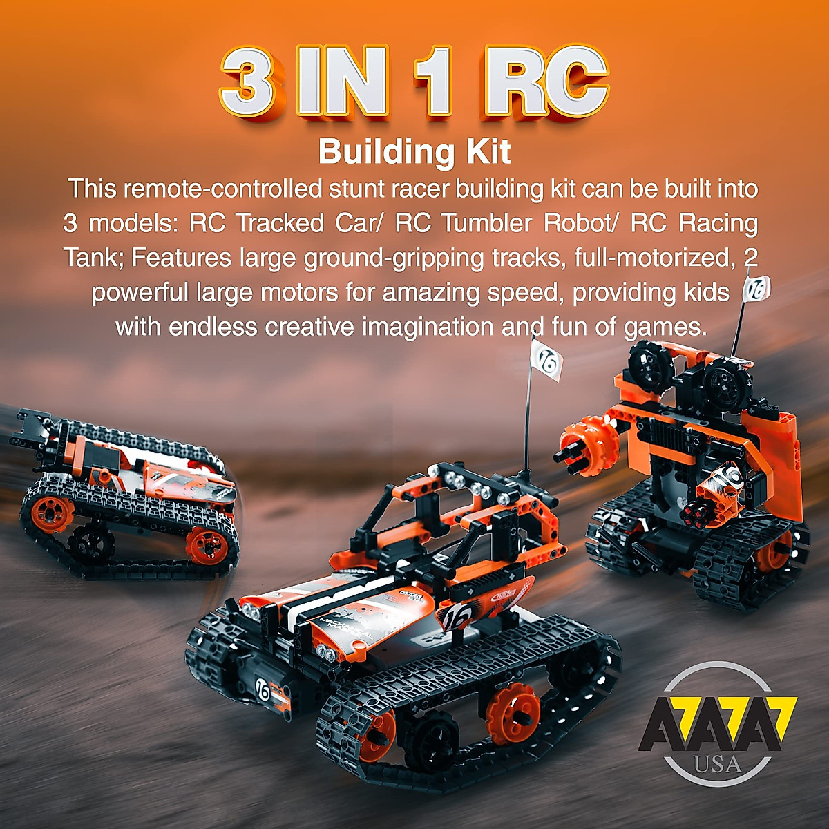 Remote Control Monster Truck DIY Building Set – RC Toy for Kids Science Learning, DIY Educational Gift Set for Age 6 7 8 9 10 11 12+ Boys & Girls, 3 in 1 Variable Stunt Modes - 392 Pcs Set