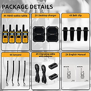 Retevis RB48 Heavy Duty Walkie Talkies,Waterproof Two Way Radio,Shock-Resistant,2000 mAh,Emergency Alert,2 Way Radio Long Range for Job Site (4 Pack)
