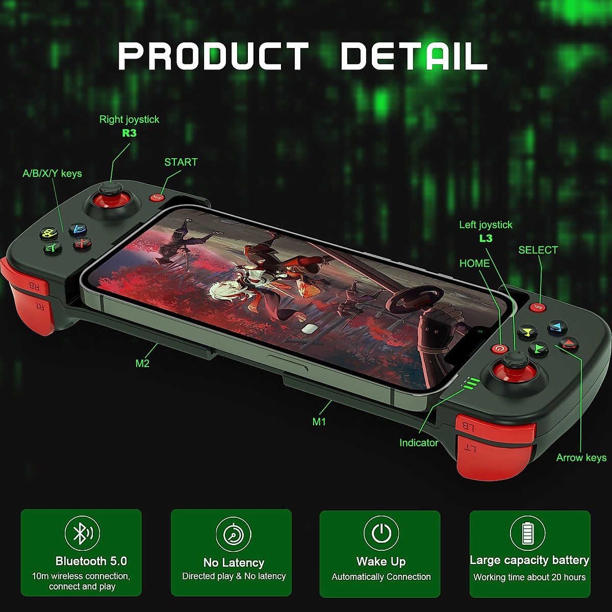 Joso Wireless Game Controller for iOS, Android, PC, Bluetooth Gamepad Joysticks for iPhone13/12/11/X, iPad Mini/Air/Pro, Mac, MacBook, Tablets, Samsung Galaxy, Steam, COD Mobile, Apex - Direct Play