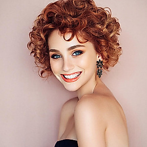 Met-edianger Black Rhinestone Drop Dangle Earrings Wedding Earrings for Brides Bridesmaids Fancy Crystal Leaf Bridal Earrings for Women