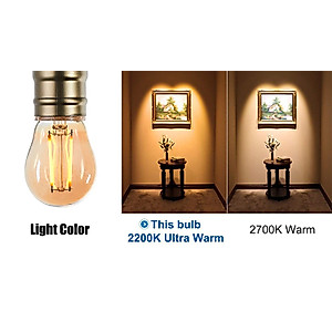 Panledo 2 Watt Vintage Edison LED Bulbs, Globe LED Filament Bulb, 2200K Ultra Warm Light, E26 Medium Base, A15 Amber Glass Antique Gold Tint, 25W Incandescent Replacement, Dimmable, Pack of 6