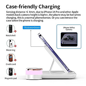 Wireless Charger, RUI MAI LAI 3 in 1 Foldable Fast Charging Station Compatible Apple Watch & AirPods, iPhone 13/12/11(Pro & Pro Max)/X/XS/XS, Qi-Enabled Android Phone(with QC3.0 Adapter)