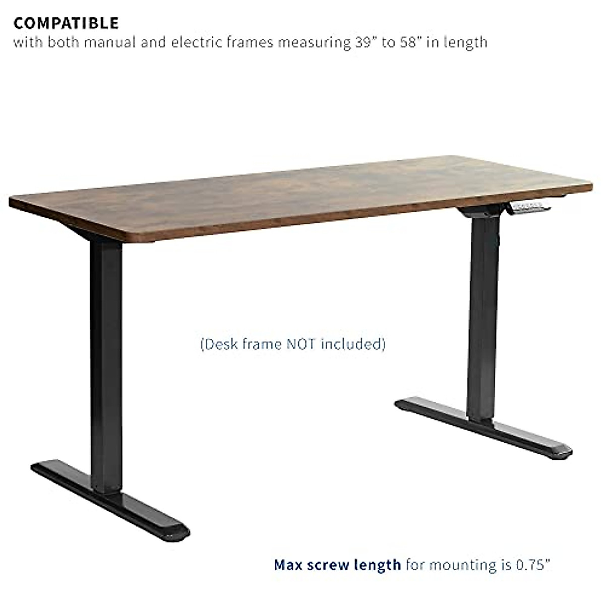 VIVO Vintage Brown 60 x 24 inch Universal Solid One-Piece Table Top for Standard and Sit to Stand Height Adjustable Home and Office Desk Frames, DESK-TOP60N