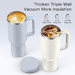 Bailkind 40oz 1180ml Tumbler With Straw and Lid X2, Spill-Proof Double Wall Stainless Steel Vacuum Insulated Cup Travel Flask Mug With Handle for Water, Iced/Hot Tea or Coffee