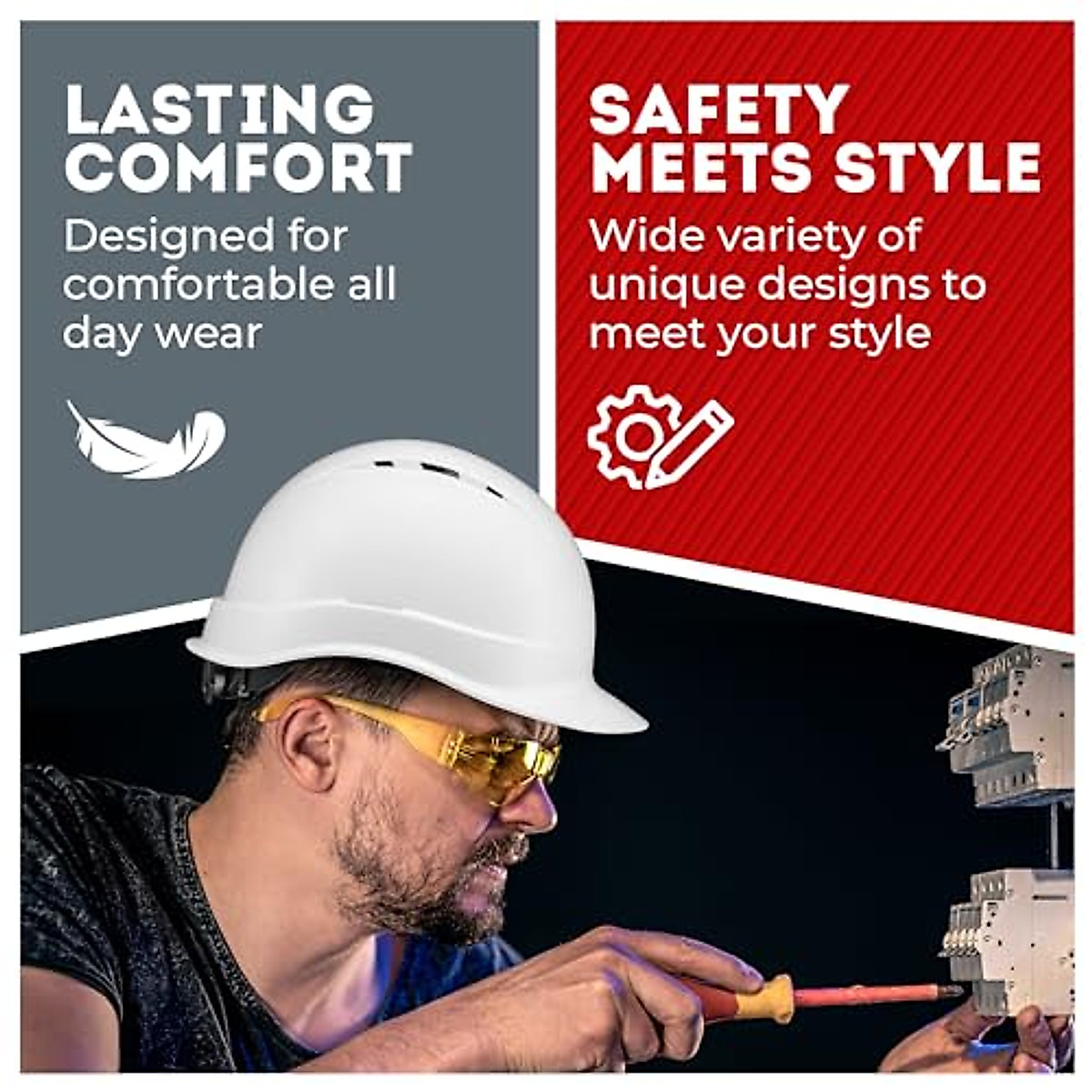 ACERPAL Cap Style Vented White Solid Color OSHA Hard Hat with 6 Point Suspension