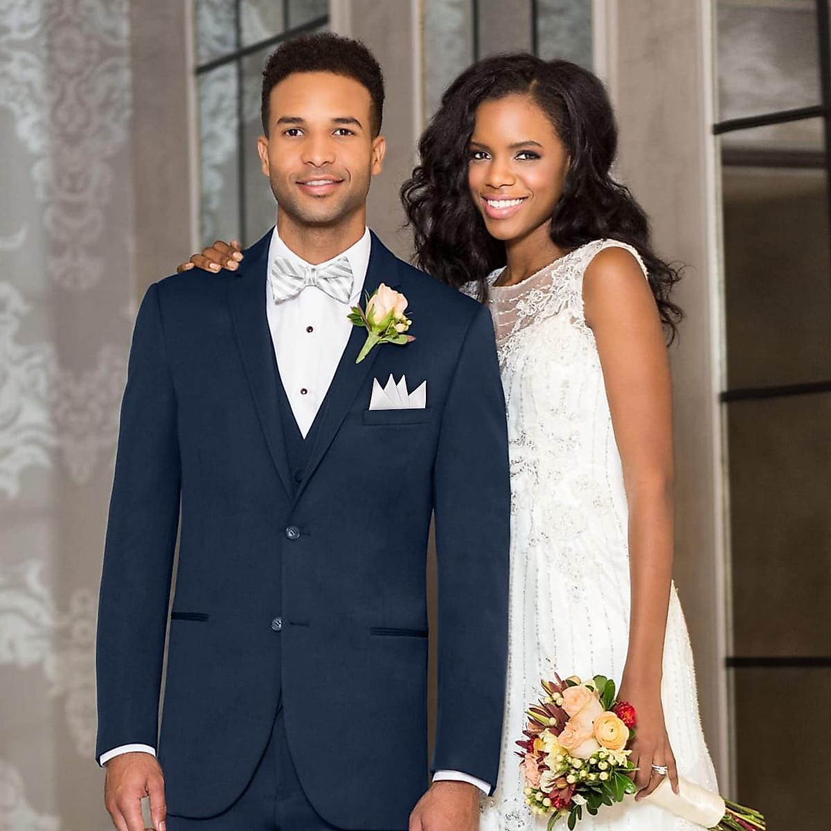 Echaprey 9 Pcs Men's PreFolded Pocket Squares On Card Masculine Polyester Suit Handkerchief