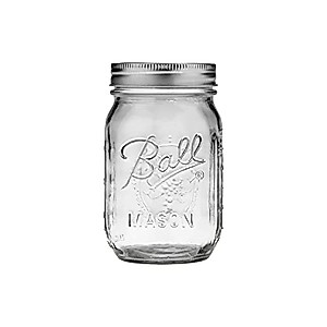 Ball Regular Mouth Pint (16 oz.) Mason Jars with Lids and Bands, for Canning or Drinkware, 8 Count