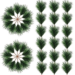 PPXMEEUDC 70 PCS Artificial Green Pine Needles Branches Small Pine Twigs Stems Fake Greenery Pine Pick for Christmas Garland Wreath Embellishing Home Holiday Garden Decoration