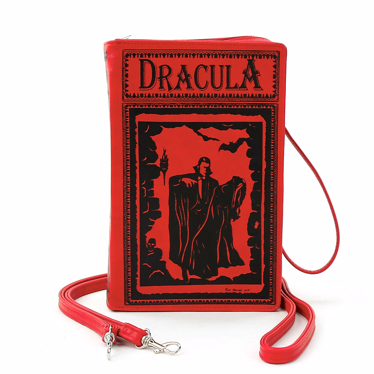 Dracula Book Cross Body Bag in Vinyl, Red