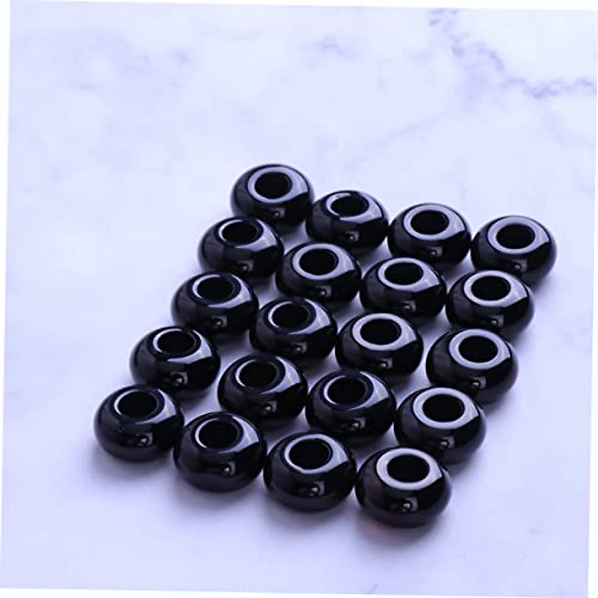 EXCEART 40 Pcs Beads with Large Holes Gemstone Beads Large Hole Spacer Beads Lava Beads Blue Lace Agate Beads Gemstone for Jewelry Making Beading Kits Loose Beads Round Beads Suite Natural