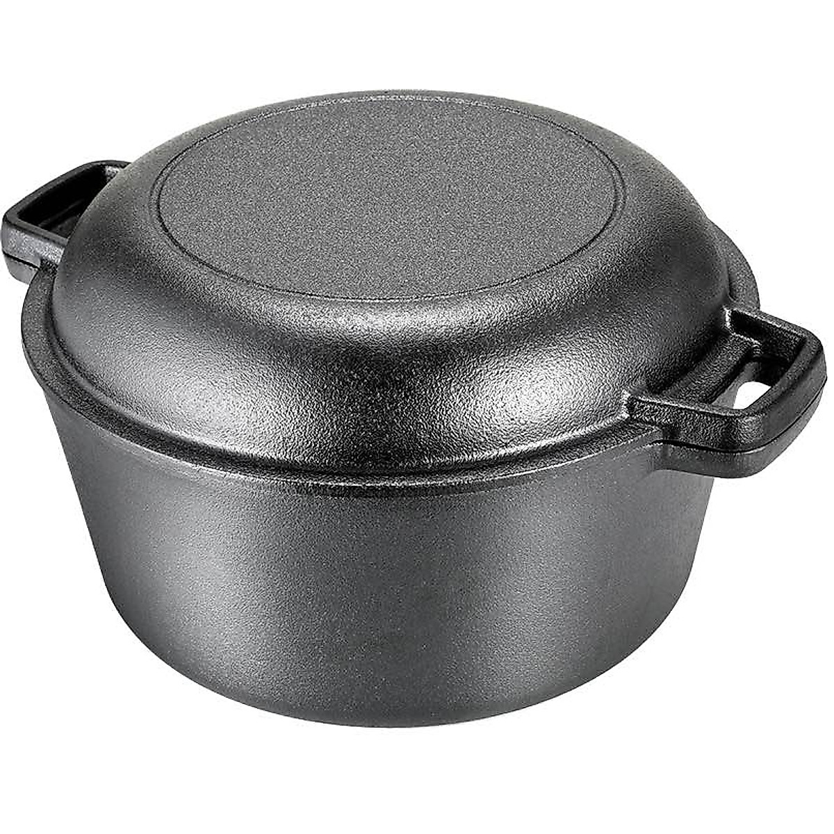 TLGREEN Cast Iron Dutch Oven Pot with Lid,Cast Iron Pot (5.1QT) and Cast Iron Lid as a Skillet(1.9QT) - Dutch Oven Cast Iron with Silicone Holders, Iron Stand, for Oven, Stove, Grill，Campfire