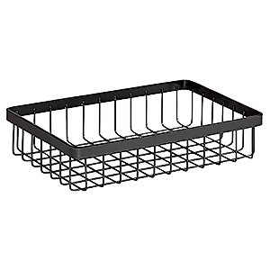 G.E.T. WB-962-MG Rectangular Metal Storage Wire Basket for Pantry, Produce and More, 9" x 6" x 2", Gray