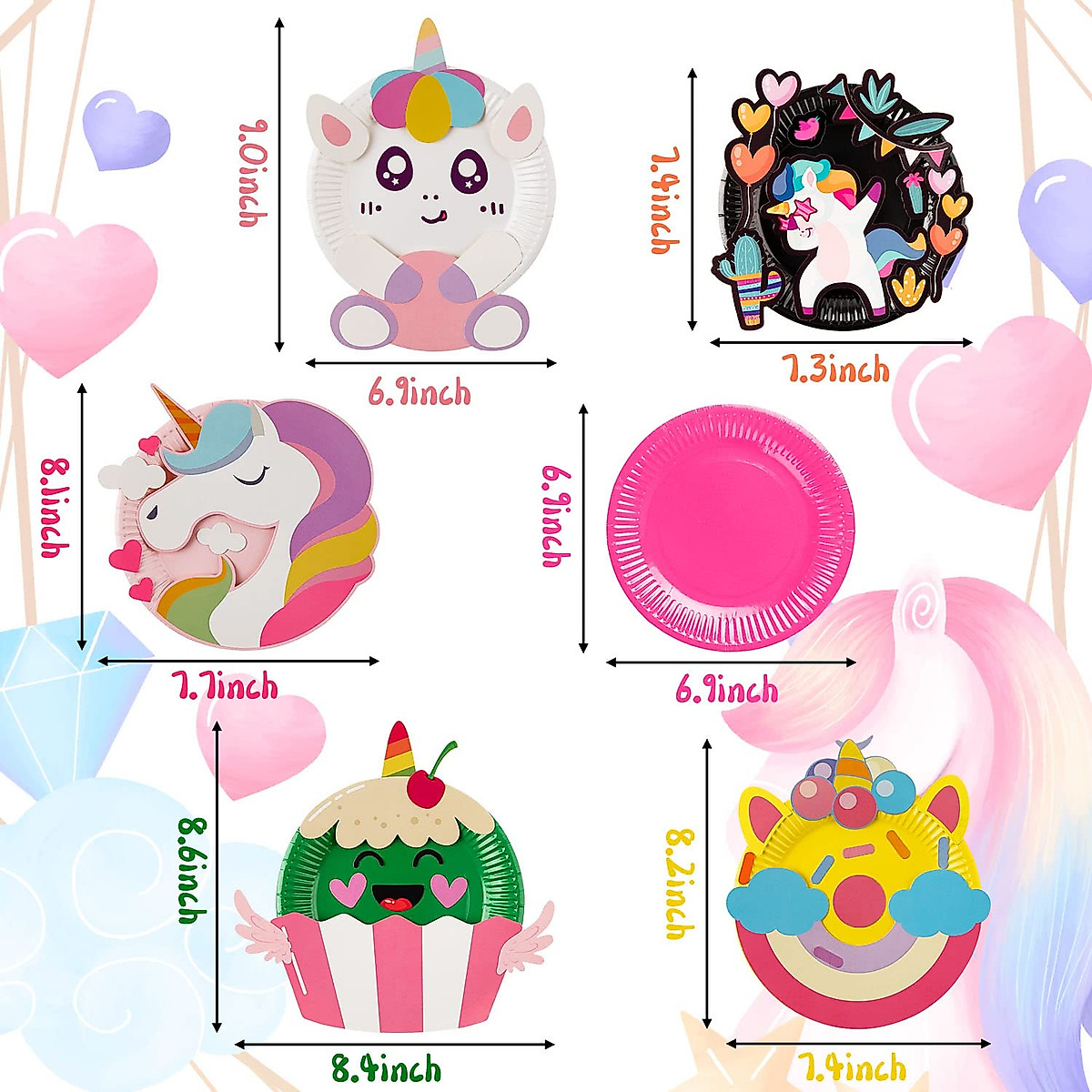 D2ucco 32 Pcs Unicorn Paper Plate Art Kit Educational DIY Craft Early Learning Art Project Classroom Activities Party Gifts Learning Games Holiday Crafts Christmas Activities Aged Above 12 Boys Girls
