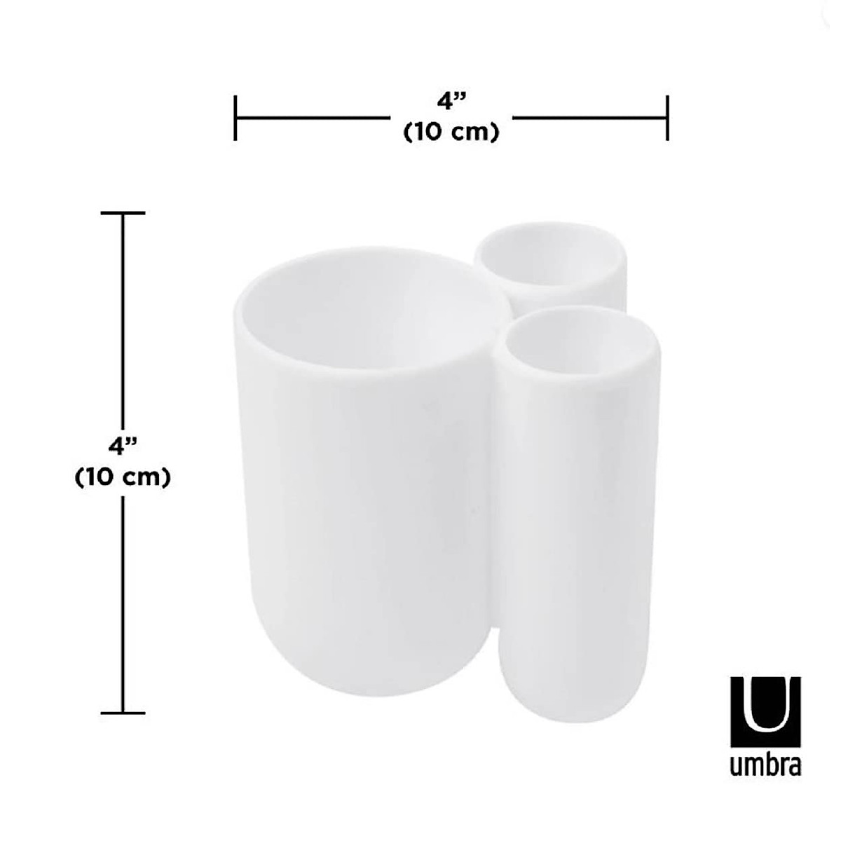 Umbra Touch Organizer - Modern Bathroom Storage Organizer Holders Stand Rack with Multi-Functional 3 Slots and Dividers - Doesn't Wobble or Fall Over, Grey