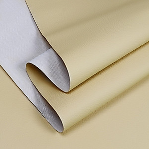 Car Elements Vinyl Leather Fabric Marine Waterproof Material 55" W×36" L Upholstery Synthetic Leather Sheets 0.6mm Thick Anti-UV,Non-Peeling for Car Furniture Sofa Boat Replacement Renovater, Beige