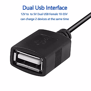 MEIRIYFA 12V to 5V USB Converter DC Buck Module 12V 36V 48V Step-Down Convert to 5V Dual USB Female 10-55V to 5V 3A 15W Adapter DC to DC Regulator Car Power Converter