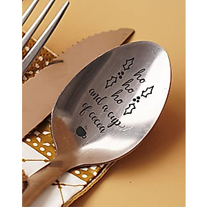 Ho Ho Ho Spoon Gift For Christmas for Tea Coffee Cocoa Lovers gift for Wife/Husband | Christmas Stocking Stuffer | Stainless Steel 7 inches Teaspoon
