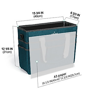 Jjring Craft Organizer Tote Bag, Large Art Storage Caddy with Multiple Pockets, Bluish Green Sewing Bag for Art, Craft, Scrapbooking, School, Medical, and Office Supplies Storage