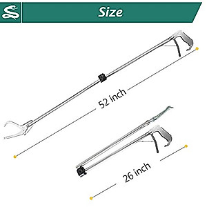 IC ICLOVER Snake Tong 52’’ Heavy Duty Professional Foldable Stainless Steel Snake Catcher Tools Reptile Grabber with Spring, Serrated Jaw, Self Lock Design-Perfect for Moving Rattle Snakes Reptiles