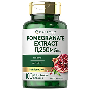 Carlyle Pomegranate Extract | 11250mg | 100 Capsules | Non-GMO, Gluten Free Supplement | Traditional Herb