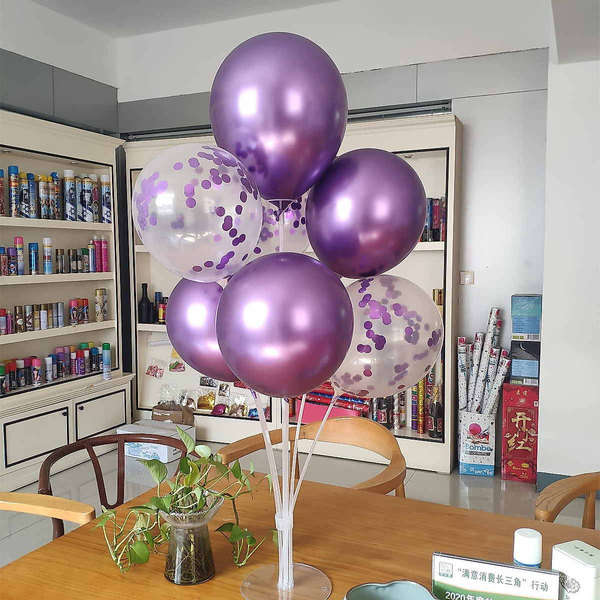 ZJDHPTY Purple Balloon Stand Centerpiece Table Decorations for Birthday Bridal Shower Wedding Engagement Mother's Day Graduation Halloween Party Decorations(Purple set4)