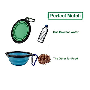 KlerRoem Collapsible Dog Travel Bowls, 2 Pack Dog Small/Large Travel Bowl Portable Foldable Pet Feeding Watering Dish for Traveling, Walking, Parking
