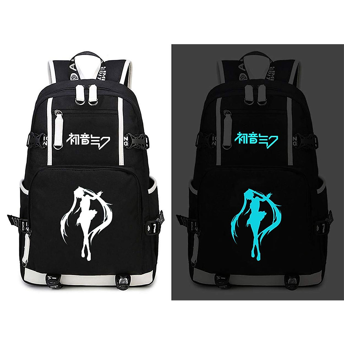 WANHONGYUE Hatsune Miku Luminous Laptop Backpack Rucksack Book Bag Casual Dayback Black-3