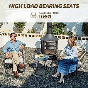 NATURAL EXPRESSIONS Outdoor Bistro Set, 3 Piece Patio Furniture Rocking Chairs Set of 2, No Assembly Required Balcony Porch Chair Metal Table 9" Thick Cushion for Backyard,Garden,Poolside,Deck, 350lbs