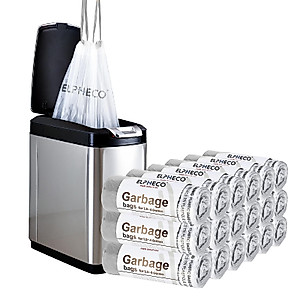 ELPHECO 2.5 Gallon Trash Bags │ 15 Liters Drawstring Garbage Bags │ Small Trash Bags For Bathroom Office Living Room Use │ Suitable For 1.5-4 Gallon Trash Can │ 18"×20" │ 180 Count / 18 Rolls │ A