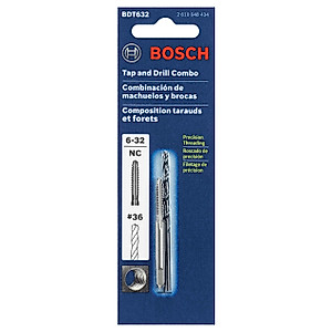 BOSCH BDT632 6-32 Plug Tap and No. 36 Drill Bit Combo Set