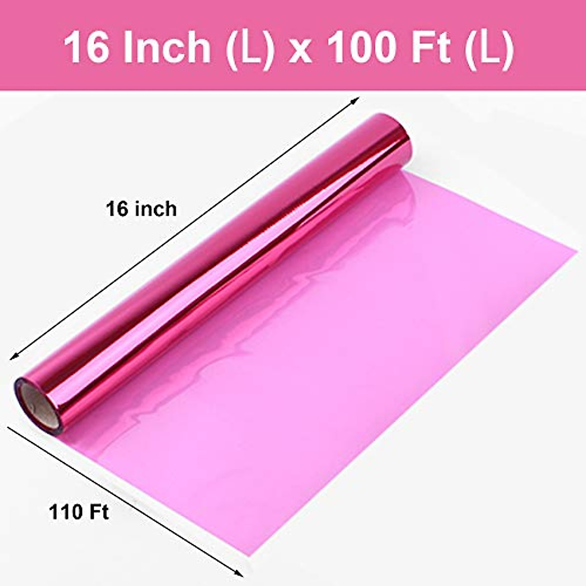 Easter Pink Cellophane Wrap Roll, Translucent Pink Cellophane Wrapping Paper, 16 Inch Width x 100 Ft Long Colored Cellophane Rolls for Gift Baskets, DIY Arts Crafts Decoration and More