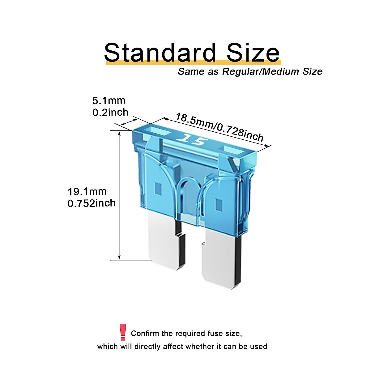 Riseuvo 20pcs 15A Standard Car Fuses - 15 AMP Automotive Fuses(ATO/APR/ATS), 32V (12/24V) Blade Fuse for RV/Truck/SUV