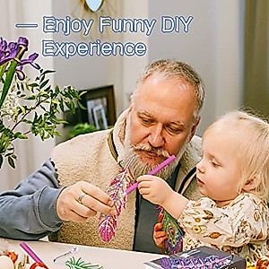 WHATWEARS Feather Diamond Painting Bookmarks 6 Pieces 5D Diamond Drawing Bookmarks Acrylic Art Bookmarks with Tassel Bookmarks for Adults Kids Students Crafts DIY Making Graduation Birthday