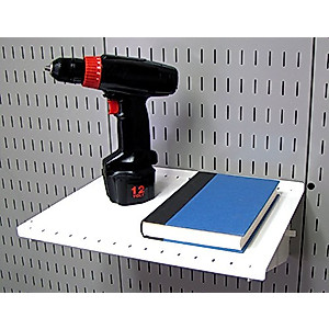 Wall Control Pegboard Shelf 12in Deep Pegboard Shelf Assembly for Wall Control Pegboard and Slotted Tool Board – White