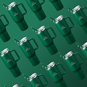 Gpeng 30/40/50 oz Tumbler with Handle, Water Bottles with Straw Lid, Insulated Stainless Steel Travel Mug Cup Holder Friendly, Keep Drinks Cold or Hot for Hours