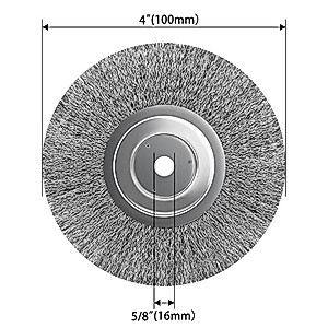 JIUNENG 4 Inch Stainless Steel Wire Crimped Wheel Brush with 5/8" Bore for Angle Grinder Derusting Cleaning and Surface Polishing 1Pc