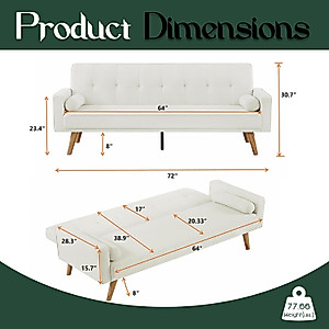 Anwickmak Blue Velvet Couch, Small Sleeper Sofa Love Seat Includes 2 Pillows, 58" Tufted Loveseat Sofa, 4 Golden Metal Legs, Mid Century Modern Sofas for Living Room and Bedroom (Beige)