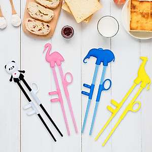 Plum Garden 4 pcs kid chopsticks, learning chopsticks helper for kids, training chopsticks with animals for beginners