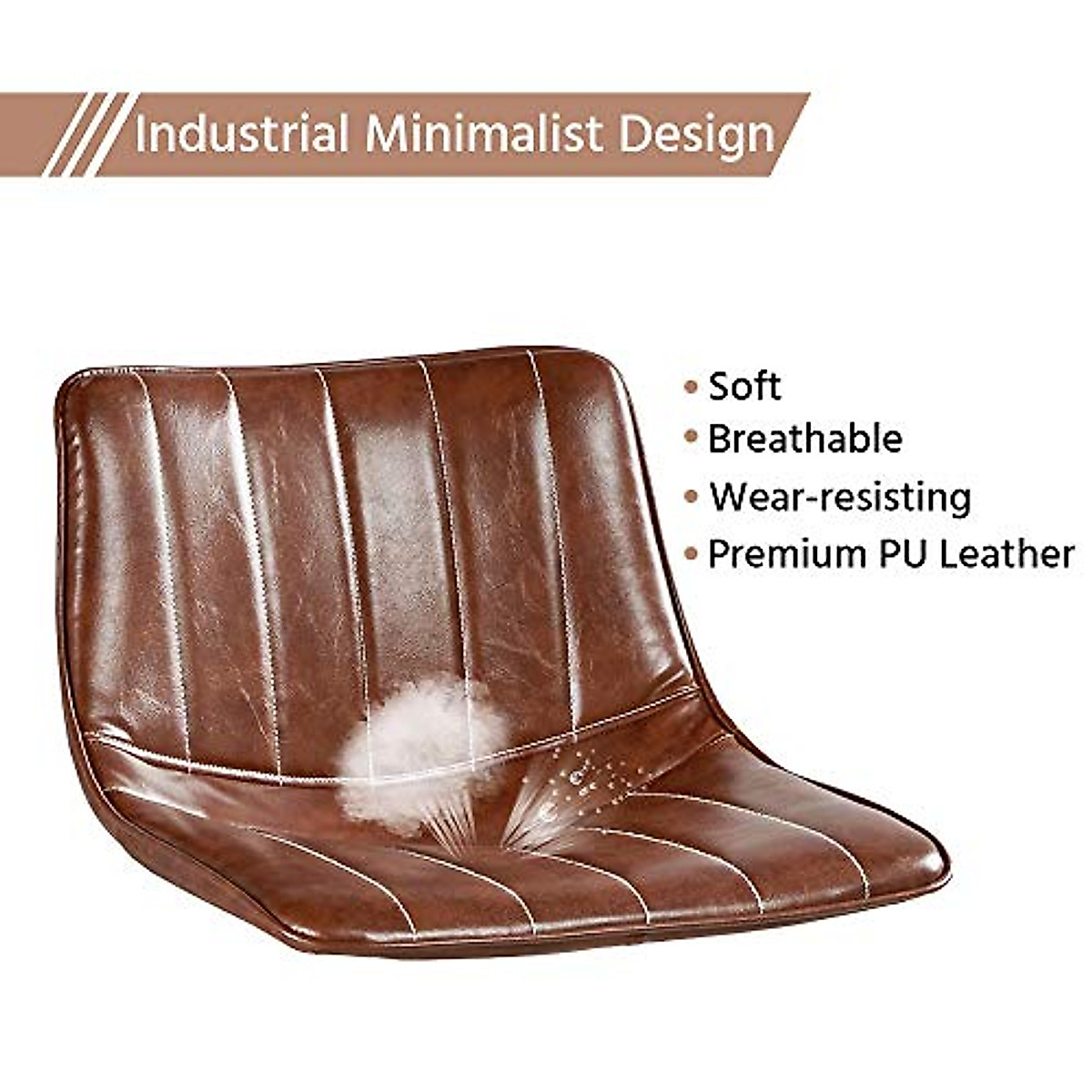 Yaheetech 30" PU Leather Dining Chairs Armless Chairs Indoor/Outdoor Kitchen Dining Room Chairs with Metal Legs and Footrest, Set of 2, Brown