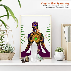 6-inch Moroccan Selenite Tower Large Crystal Point Wand Generator Obelisk for Energy Cleansing, Meditation, Reiki, Intuition, Spiritual Healing, Collection of Healing Crystals and Stones. (1)