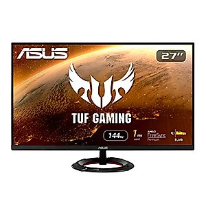 ASUS TUF Gaming 27” 1080P Monitor (VG279Q1R) - Full HD, IPS, 144Hz, 1ms, Extreme Low Motion Blur, Speaker, FreeSync Premium, Shadow Boost, VESA Mountable, DisplayPort, HDMI, Tilt Adjustable,Black