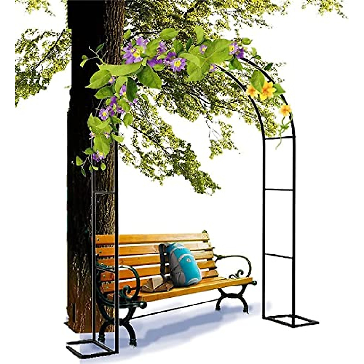 Metal Steel Frame Garden Rose Arch Trellis 2.4M Black Heavy Duty Strong Climbing Plants Archway Tubular,White,W3M*H2.2M