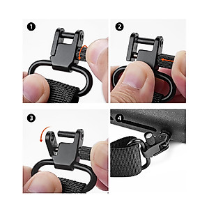 EZshoot Two Point Sling with Swivels, Comfortable Neoprene Padded, Length Adjustable Rifle Sling for Outdoors Black