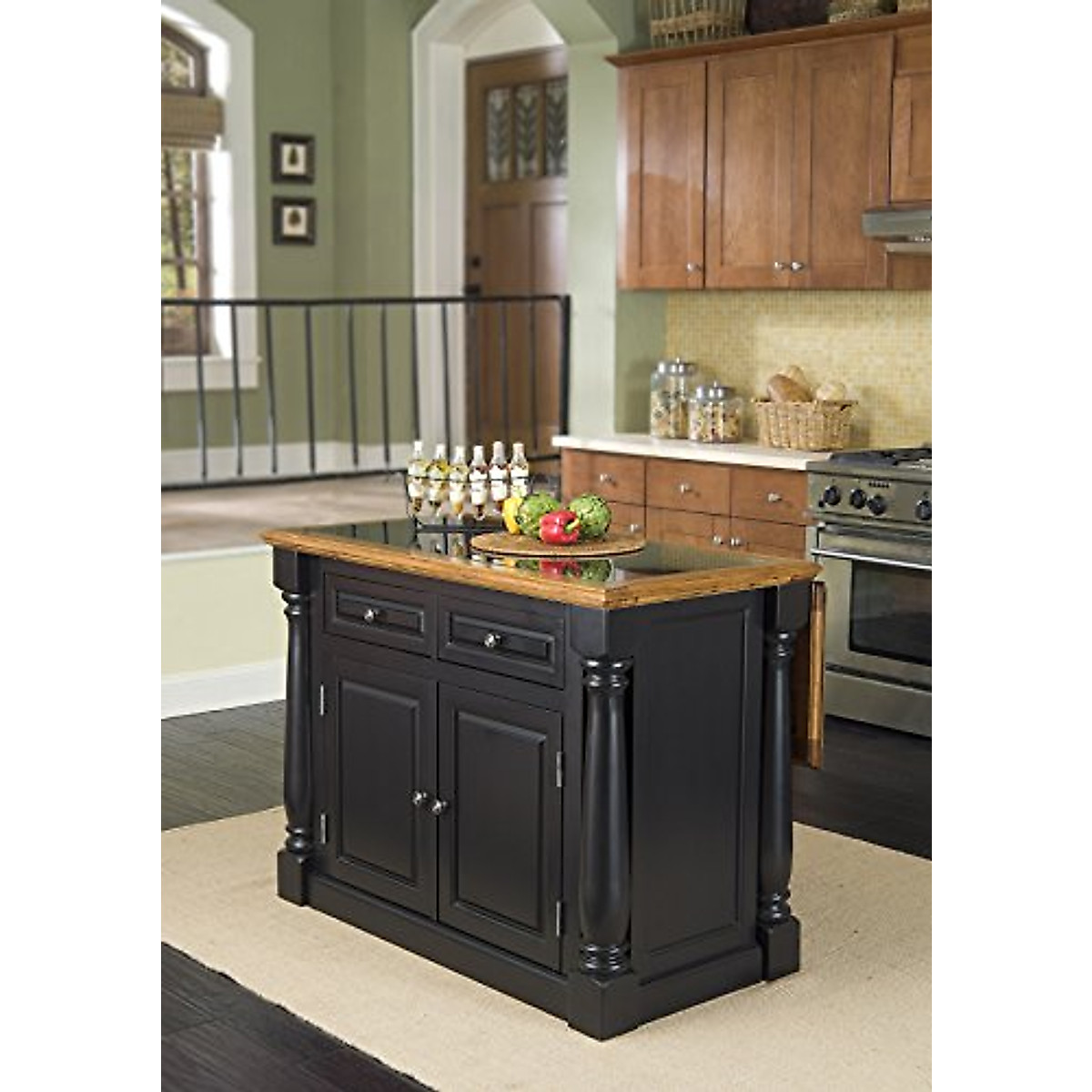 Monarch Black/Distressed Oak Kitchen Island with Granite Top by Home Styles