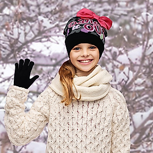 Nickelodeon JoJo Siwa Girls Hat and Glove Cold Weather Set (Black)