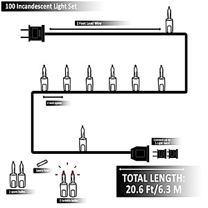 Purple Christmas String Lights Set, 100 Incandescent Halloween Lights 20.6 Ft White Wire for Indoor Outdoor Decorative Use, Holiday Décor Bright Patio Lighting Tree Decorations UL Certified