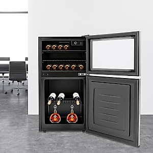 RibasuBB Wine Cooler Refrigerator, 30 Bottles Dual Zones Wine Fridge, Wine Fefrigerator for Red, White, Champagne & Sparkling Wine for Home Office Bar