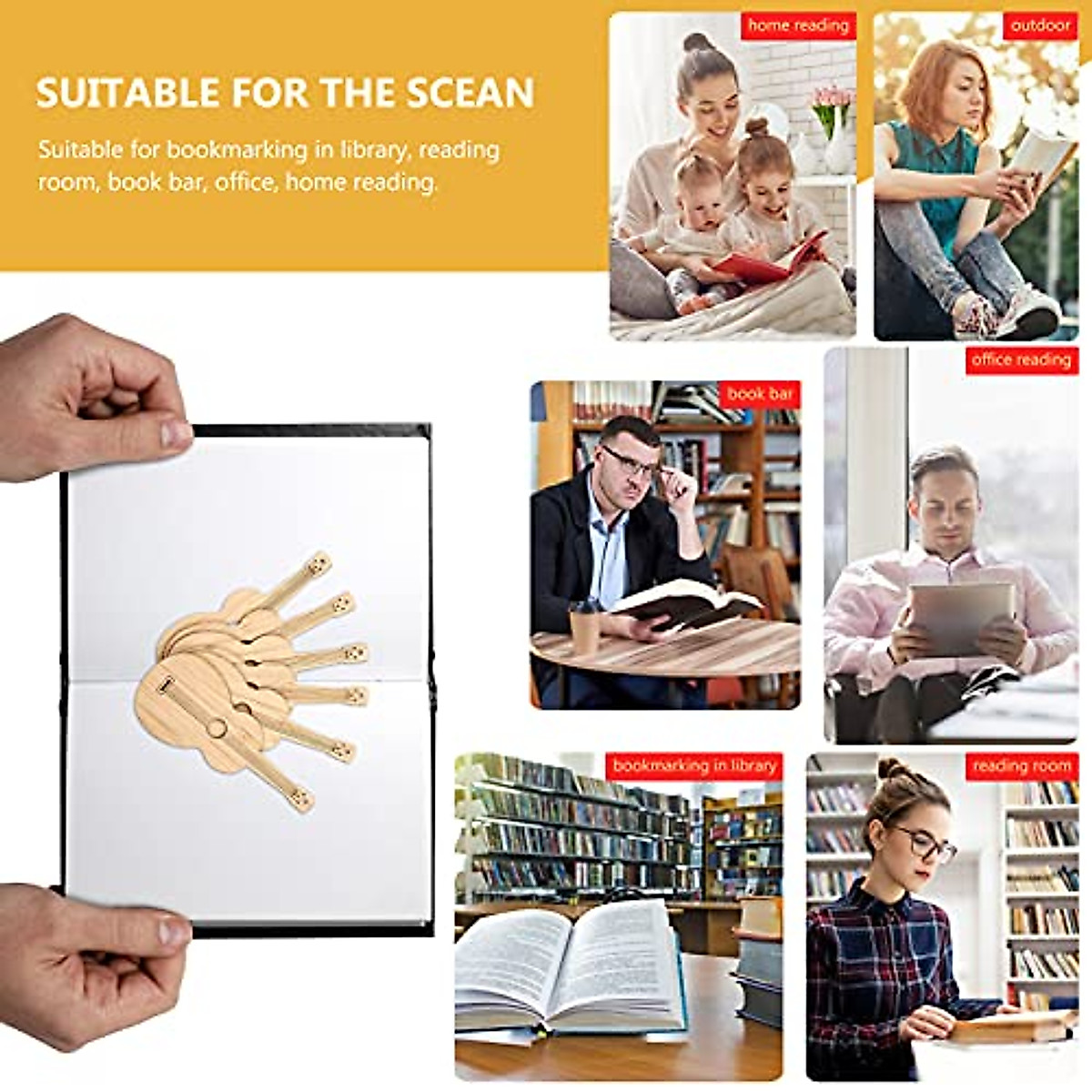 NUOBESTY 6pcs Blank Bookmarks with Hole Cello Shape Bamboo Cutouts Unfinished Vintage Bookmarks for DIY Bookmarks Tag